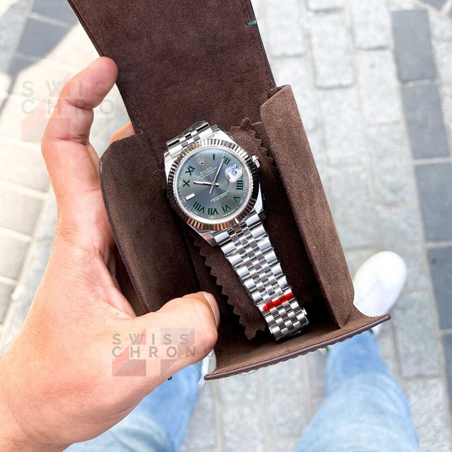 Rolex Leather Pouch Travel Box Brown