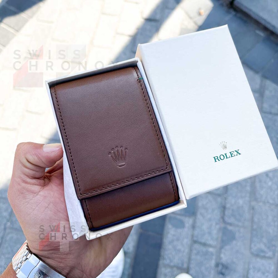 Rolex Leather Pouch Travel Box Brown
